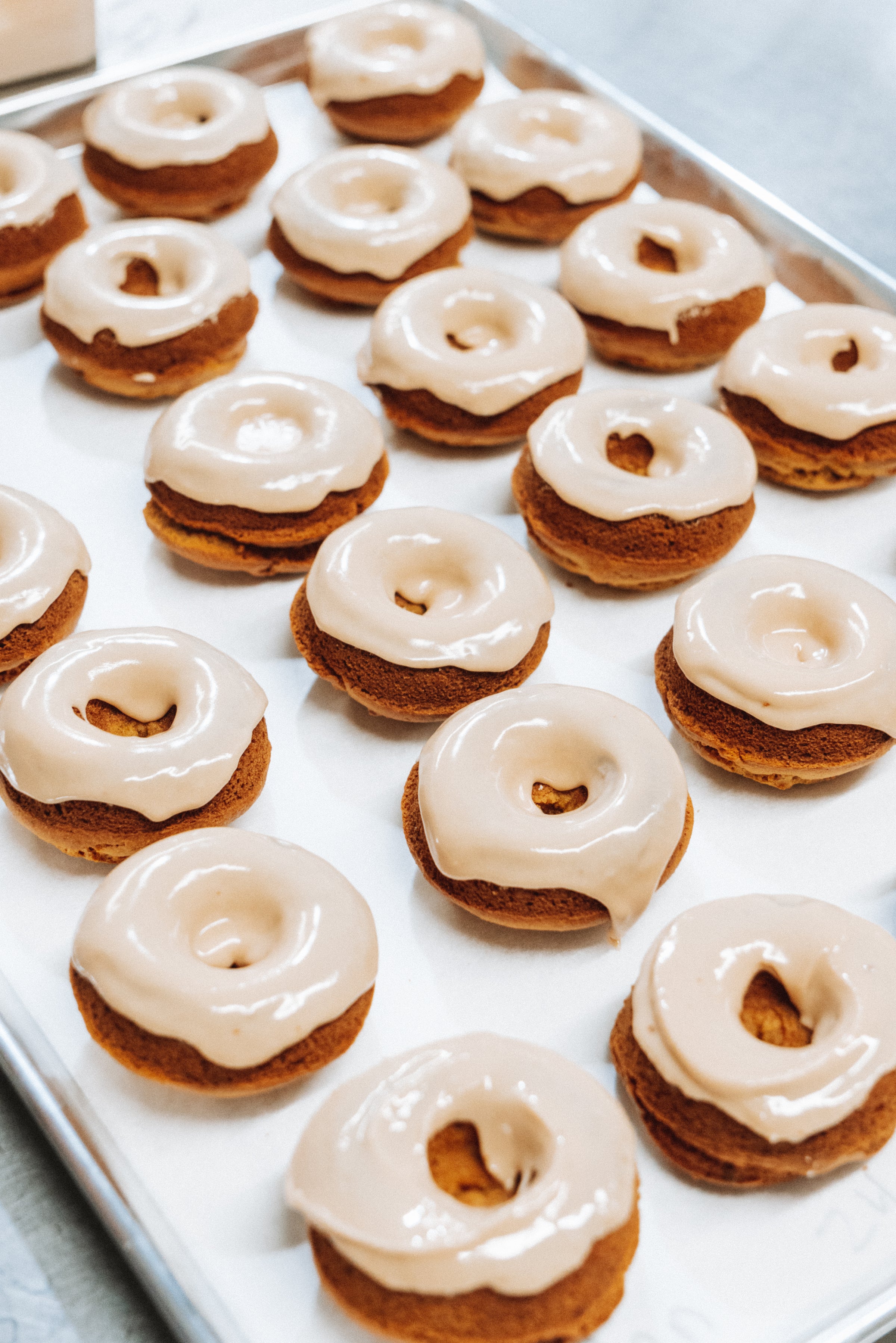 Dudes Donuts gluten free and vegan donuts on a tray